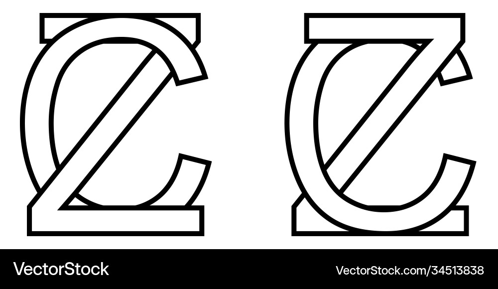 Logo sign zc cz icon two interlaced letters z Vector Image