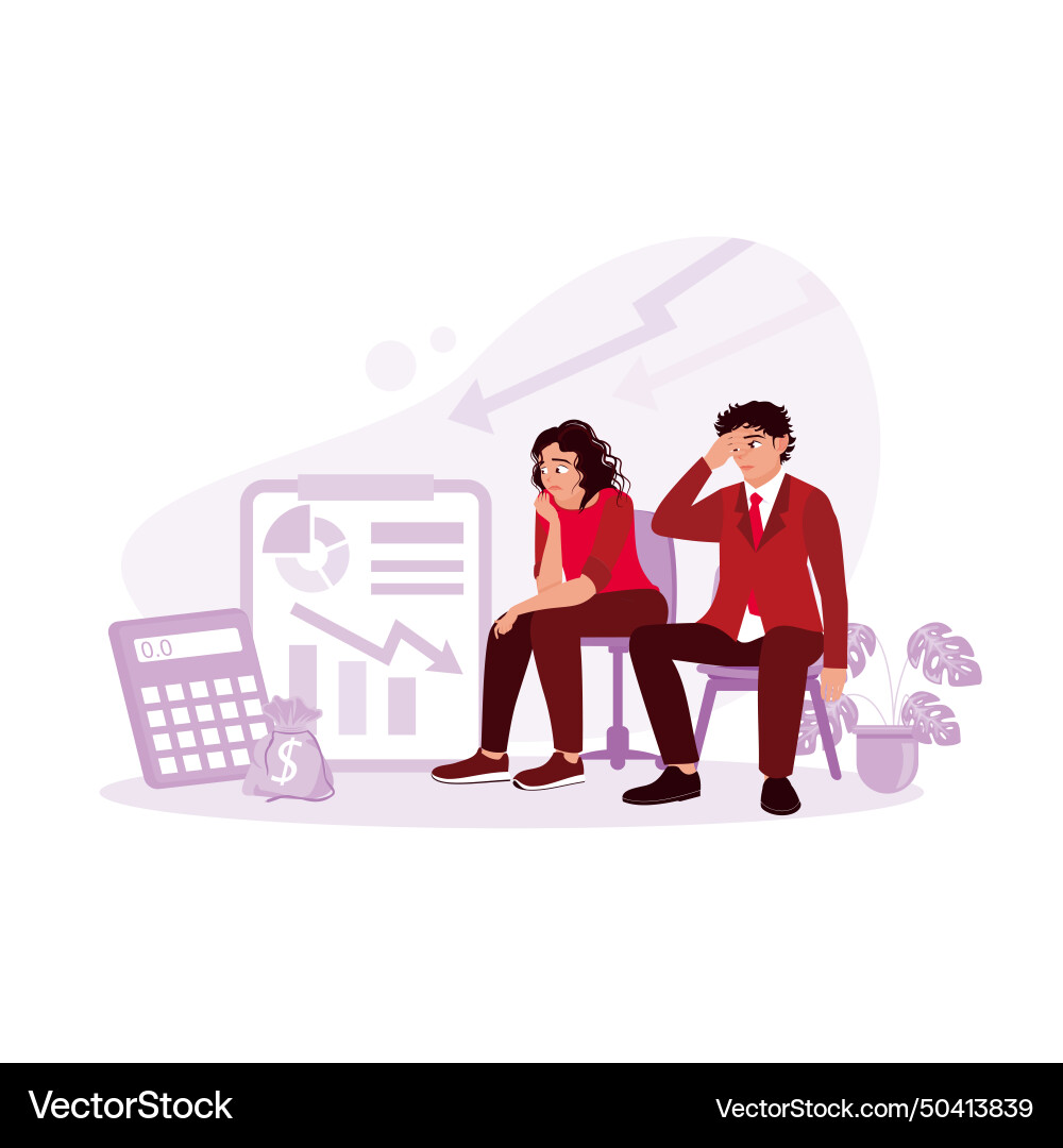 A businessman and his assistant sit together Vector Image
