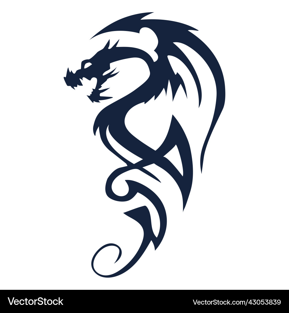 Awesome tribal dragon Royalty Free Vector Image