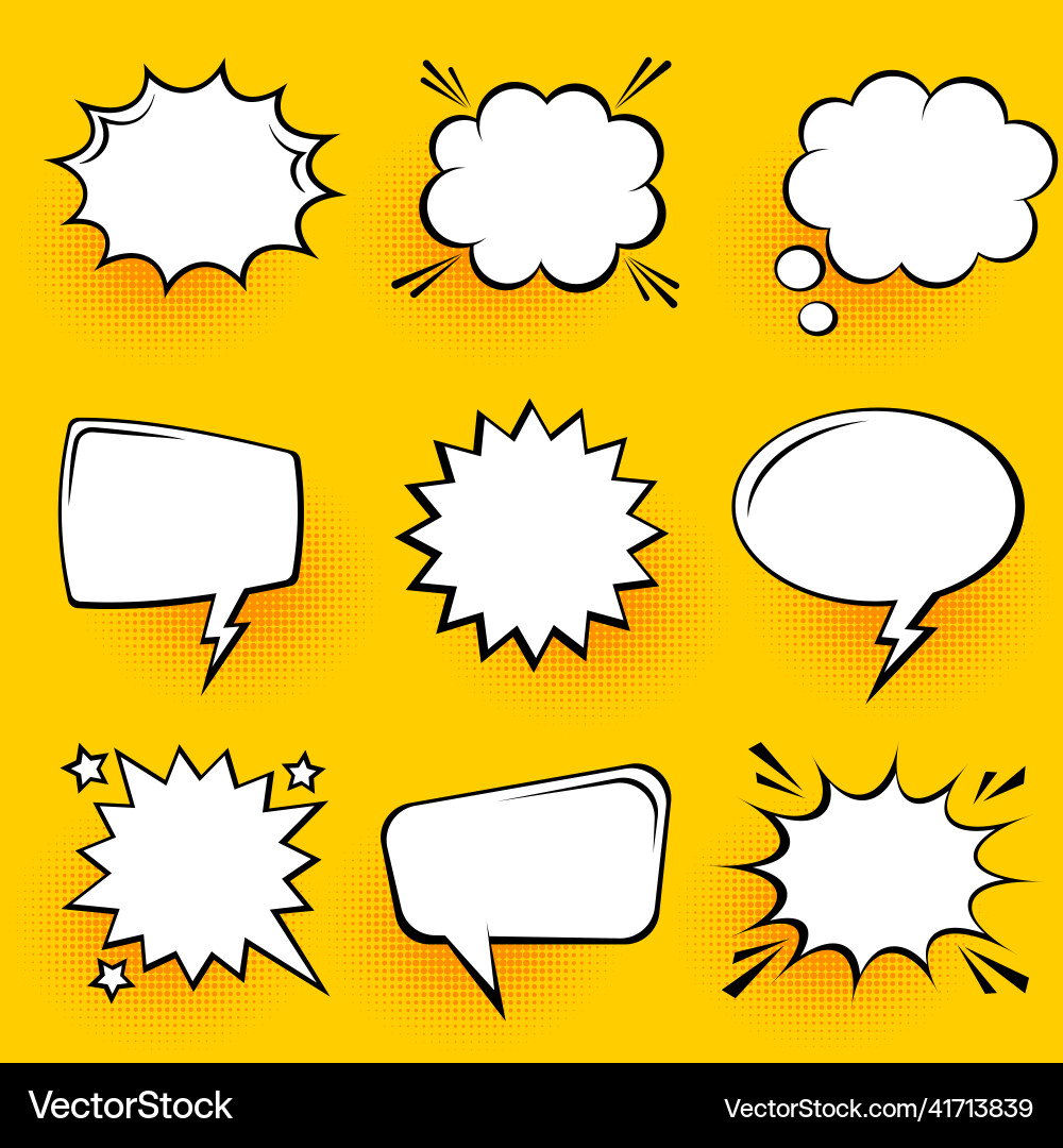 Blank comic speech bubbles with halftone shadows Vector Image