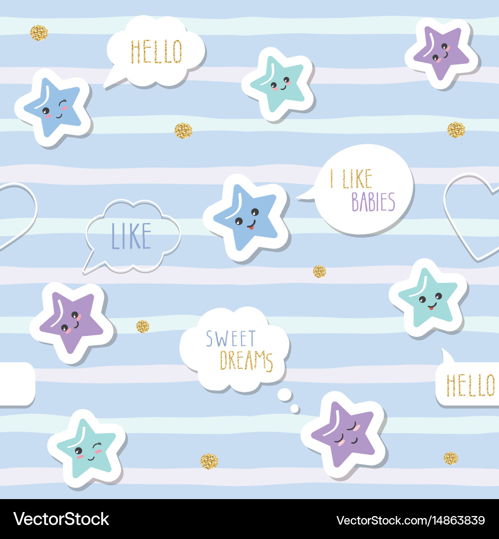 Cute seamless pattern background with cartoon Vector Image