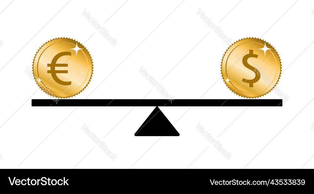 Euro and dollar parity concept Royalty Free Vector Image