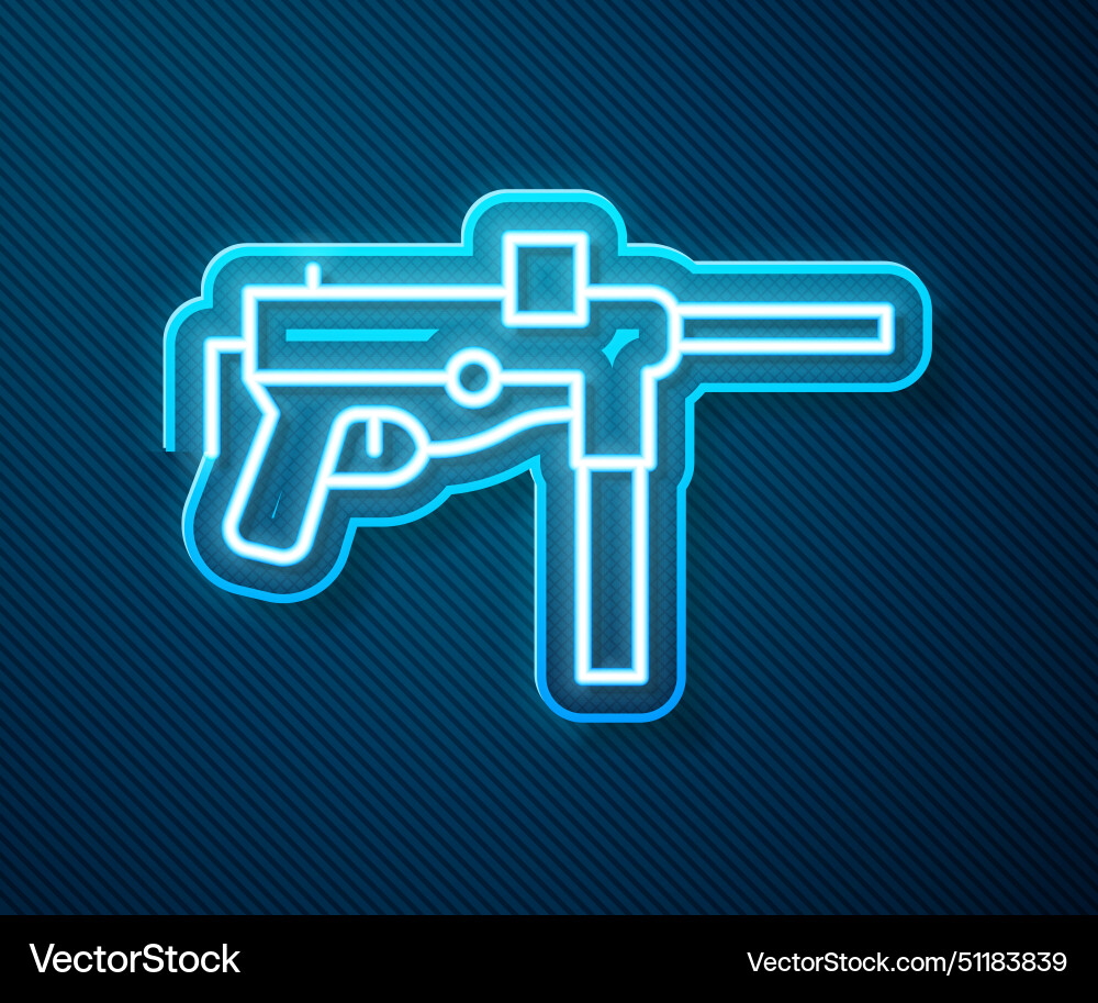 Glowing neon line submachine gun m3 grease Vector Image