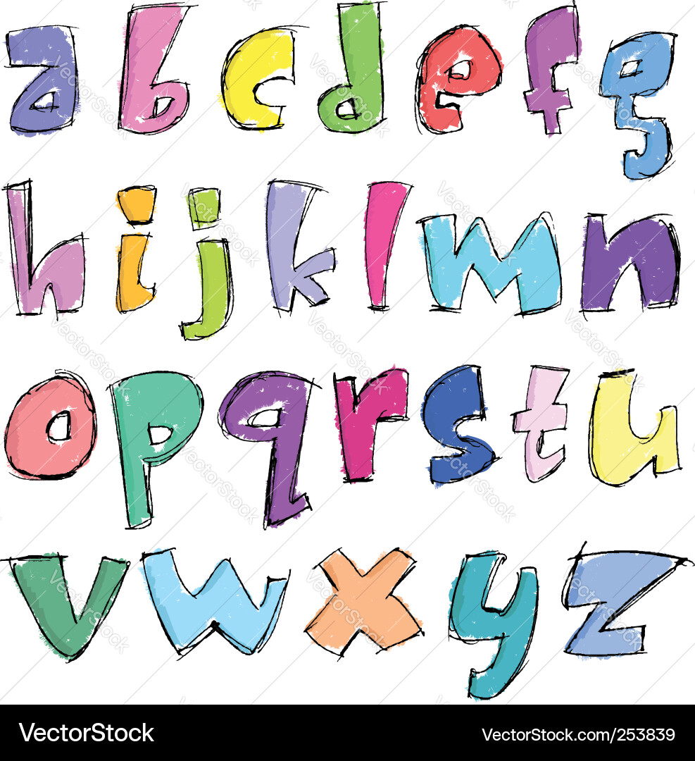 Sketchy small letters Royalty Free Vector Image