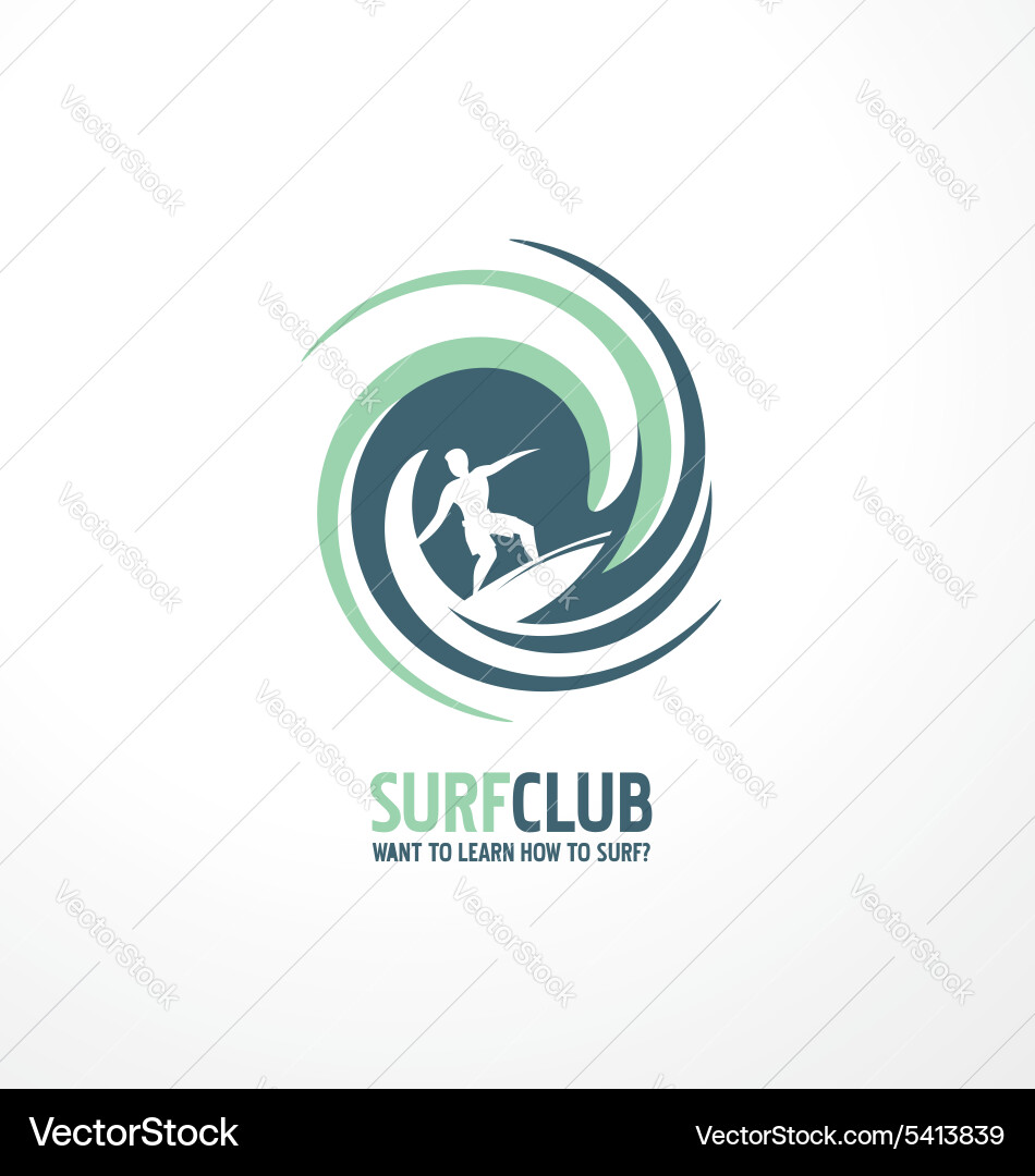 Surfing club logo design Royalty Free Vector Image