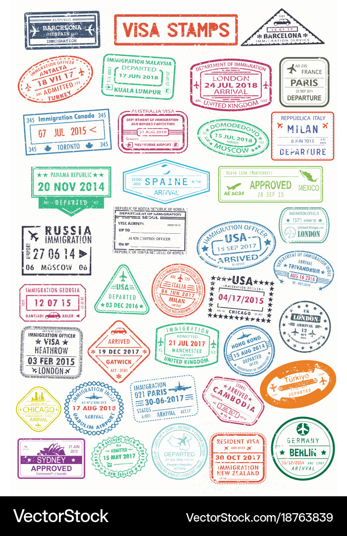 Travel Stamps & Visa Collection Royalty Free Vector