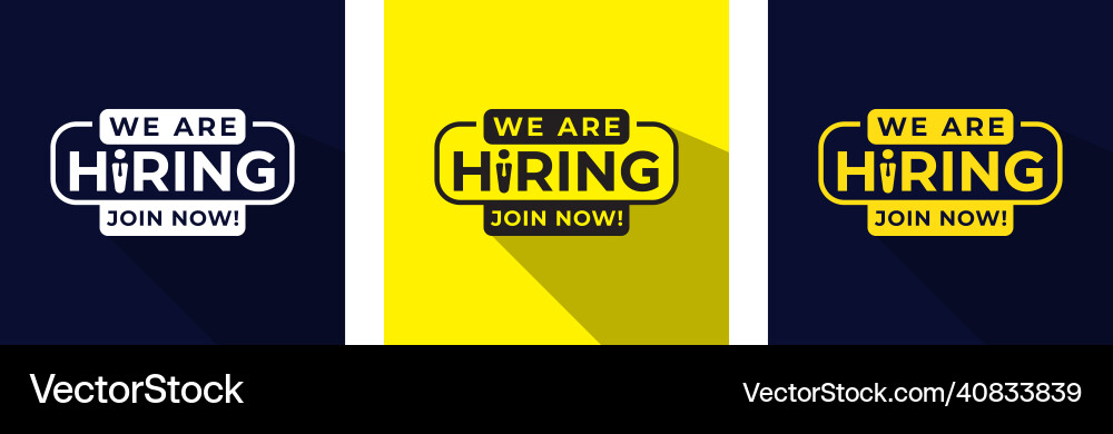 We are hiring sign label poster design Royalty Free Vector