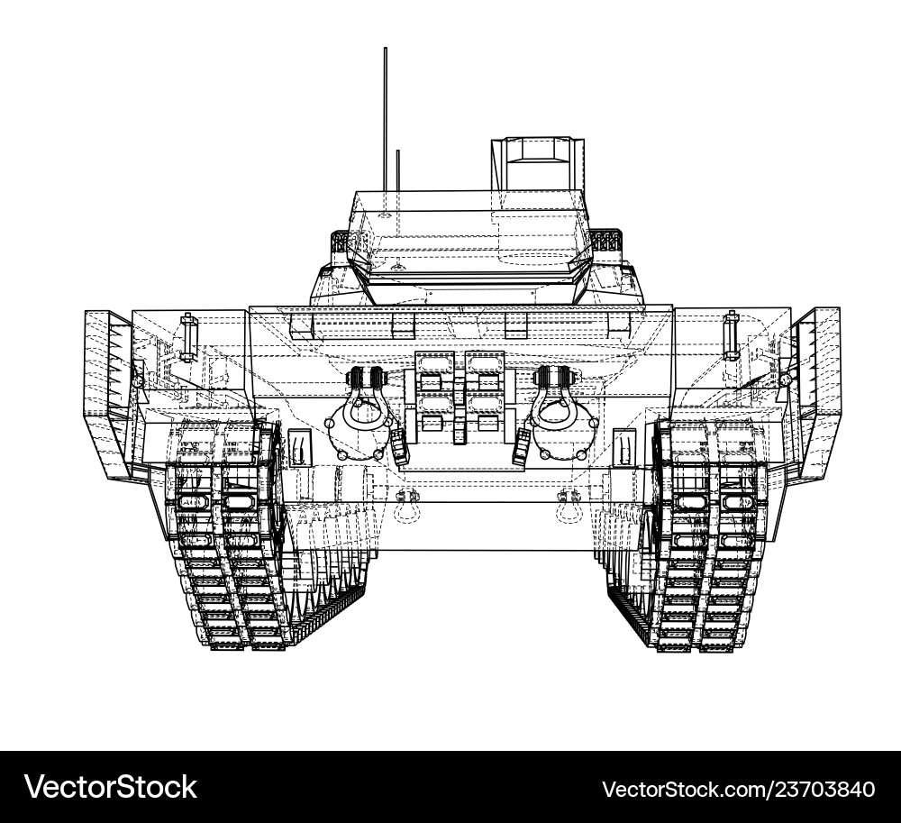 Blueprint of realistic tank Royalty Free Vector Image