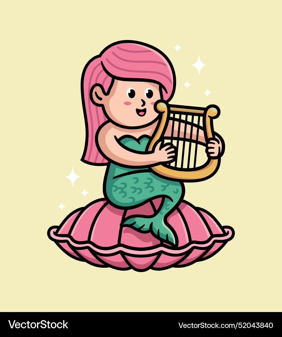 Cute mermaid is playing music Royalty Free Vector Image