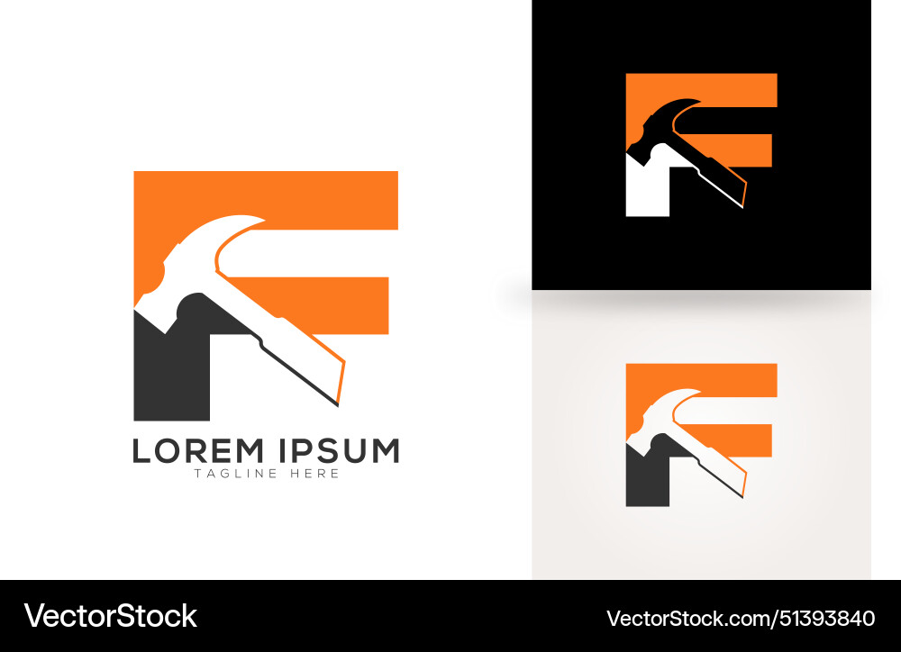 F letter hammer tool logo design construction – Royalty-Free Vector ...