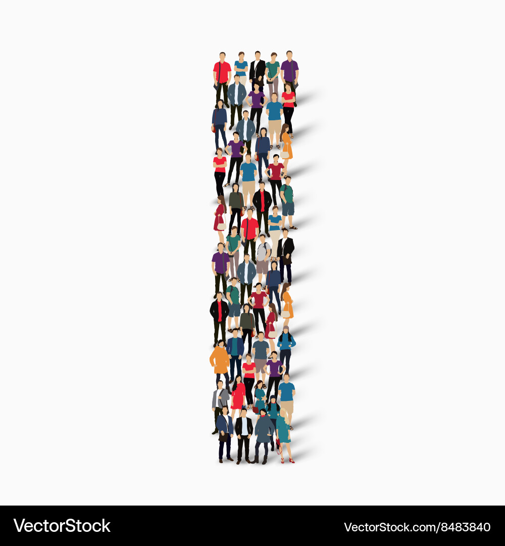 Group people shape letter i Royalty Free Vector Image