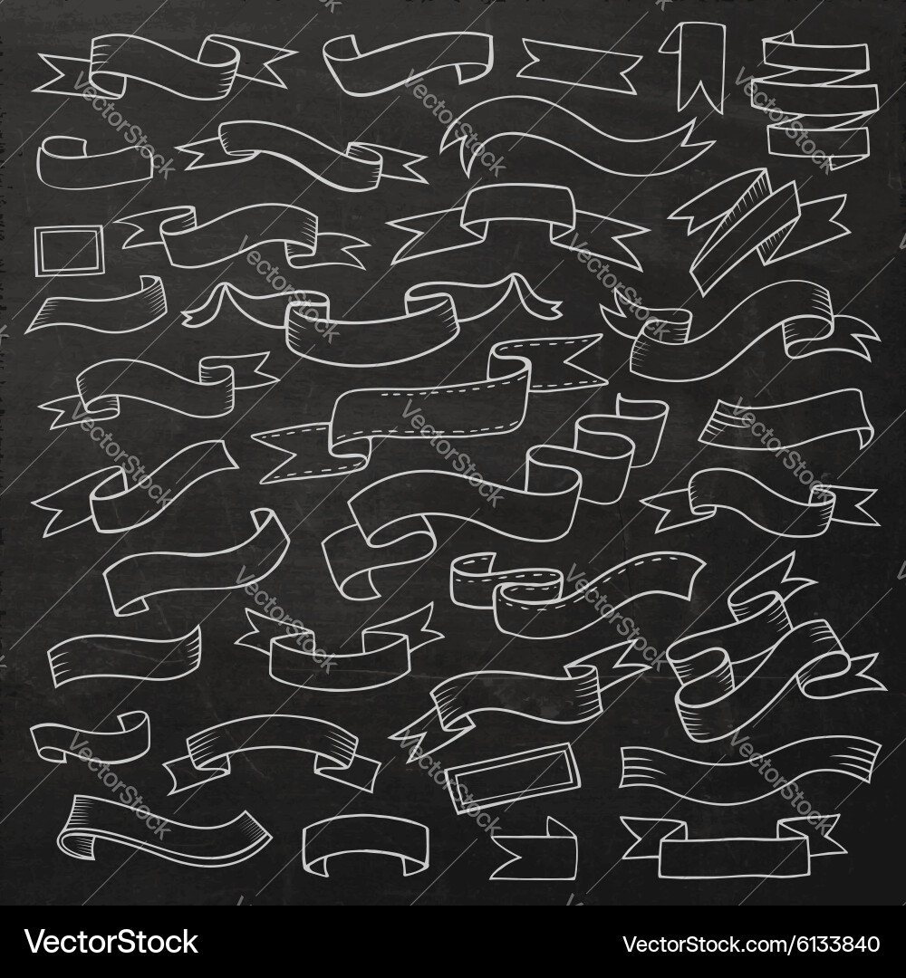 Hand drawn cartoon ribbon Royalty Free Vector Image