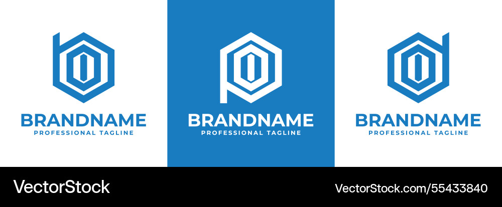 Letters boi poi doi hexagon logo for bio Vector Image