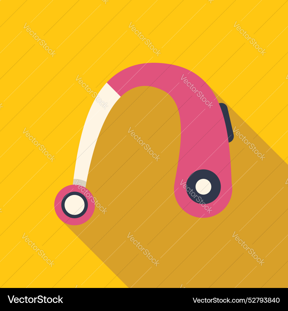 Pink bluetooth headset lying on a yellow Vector Image