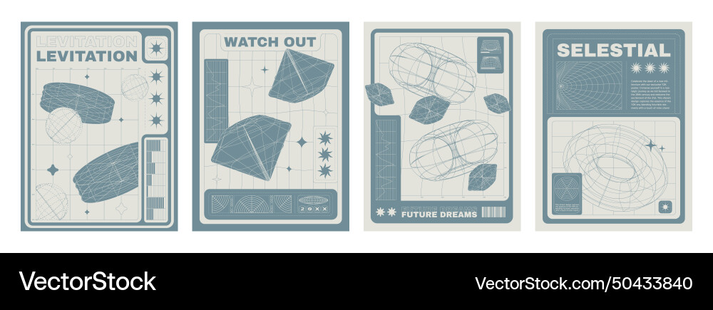 Poster and cover design layout in y2k style Vector Image