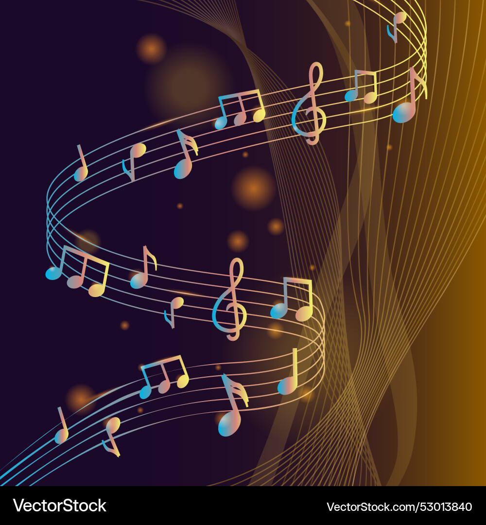 Square cover colorful music notes with bokeh – Free Vector | VectorStock