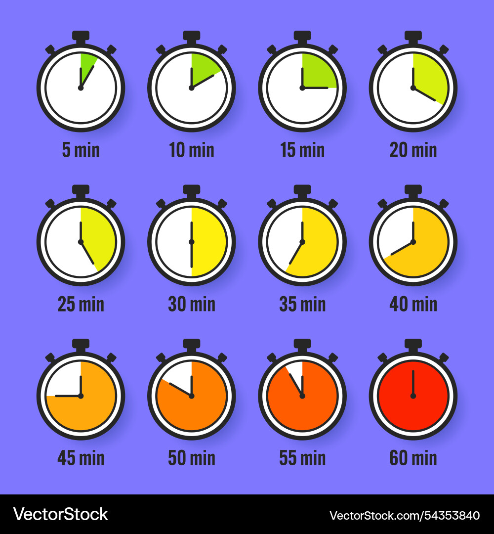 Stopwatch icons colorful simple chronometer time Vector Image