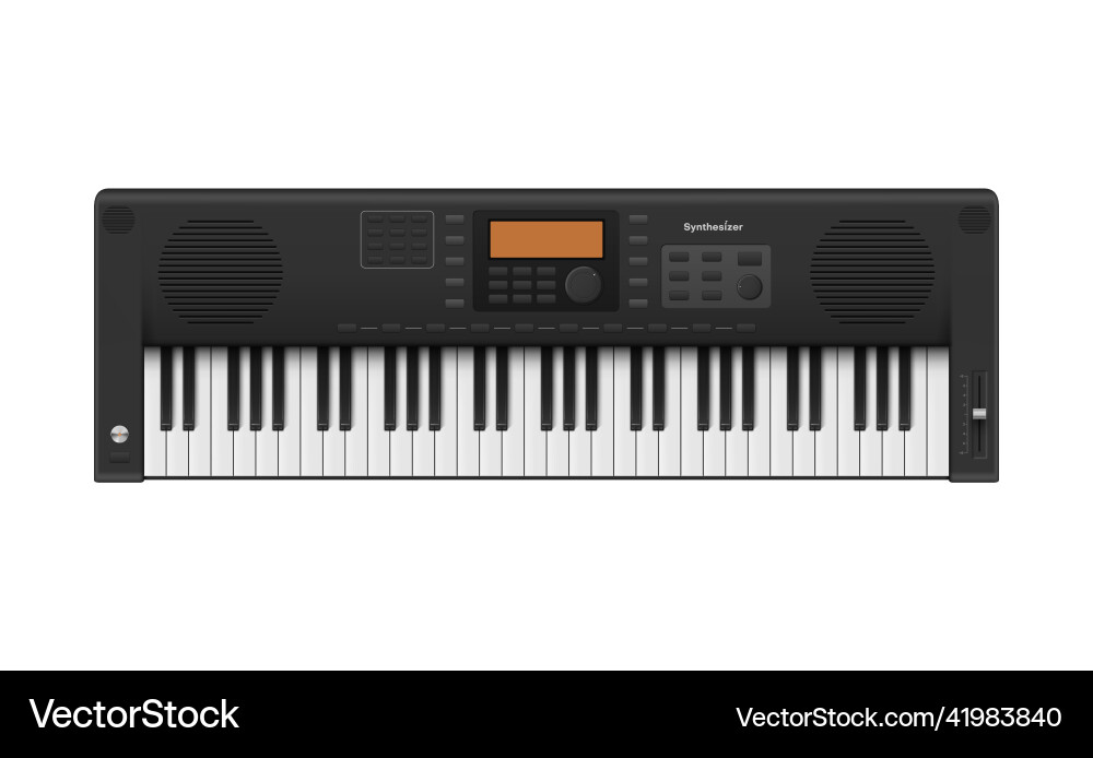Top view realistic synthesizer with black Vector Image