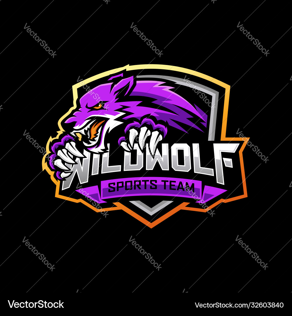 Wolf e-sports logo design Royalty Free Vector Image