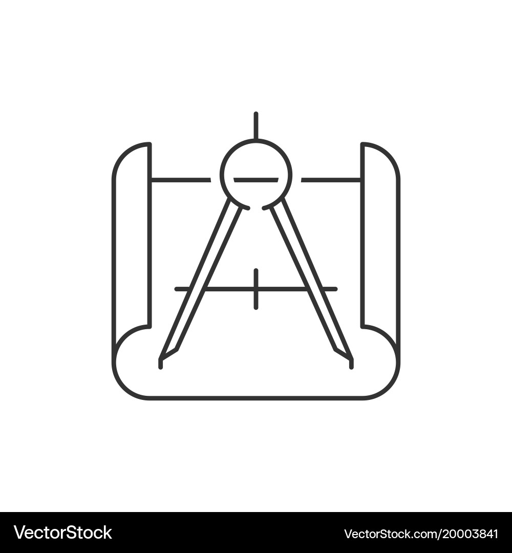 Blueprint with compass icon Royalty Free Vector Image