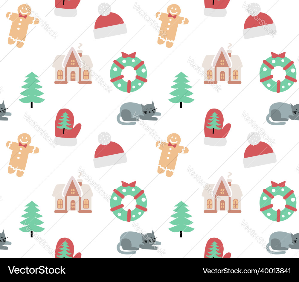 Christmas seamless pattern holiday theme Vector Image