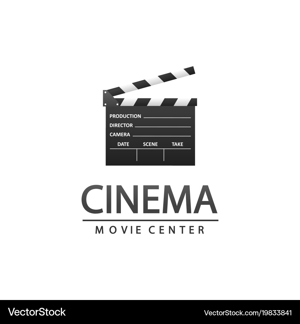 Cinema logo with clapper Royalty Free Vector Image