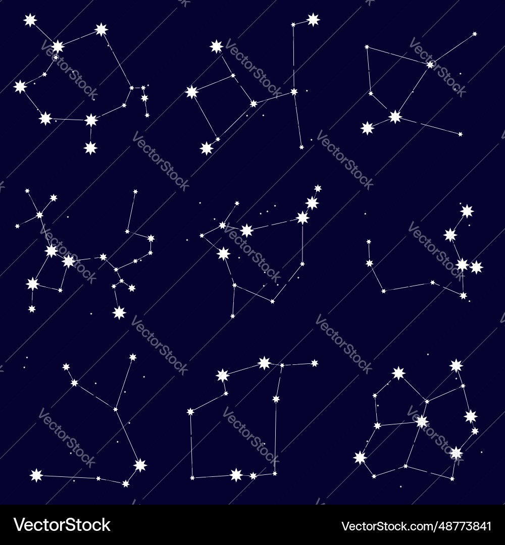 Fairy constellations against night sky Royalty Free Vector