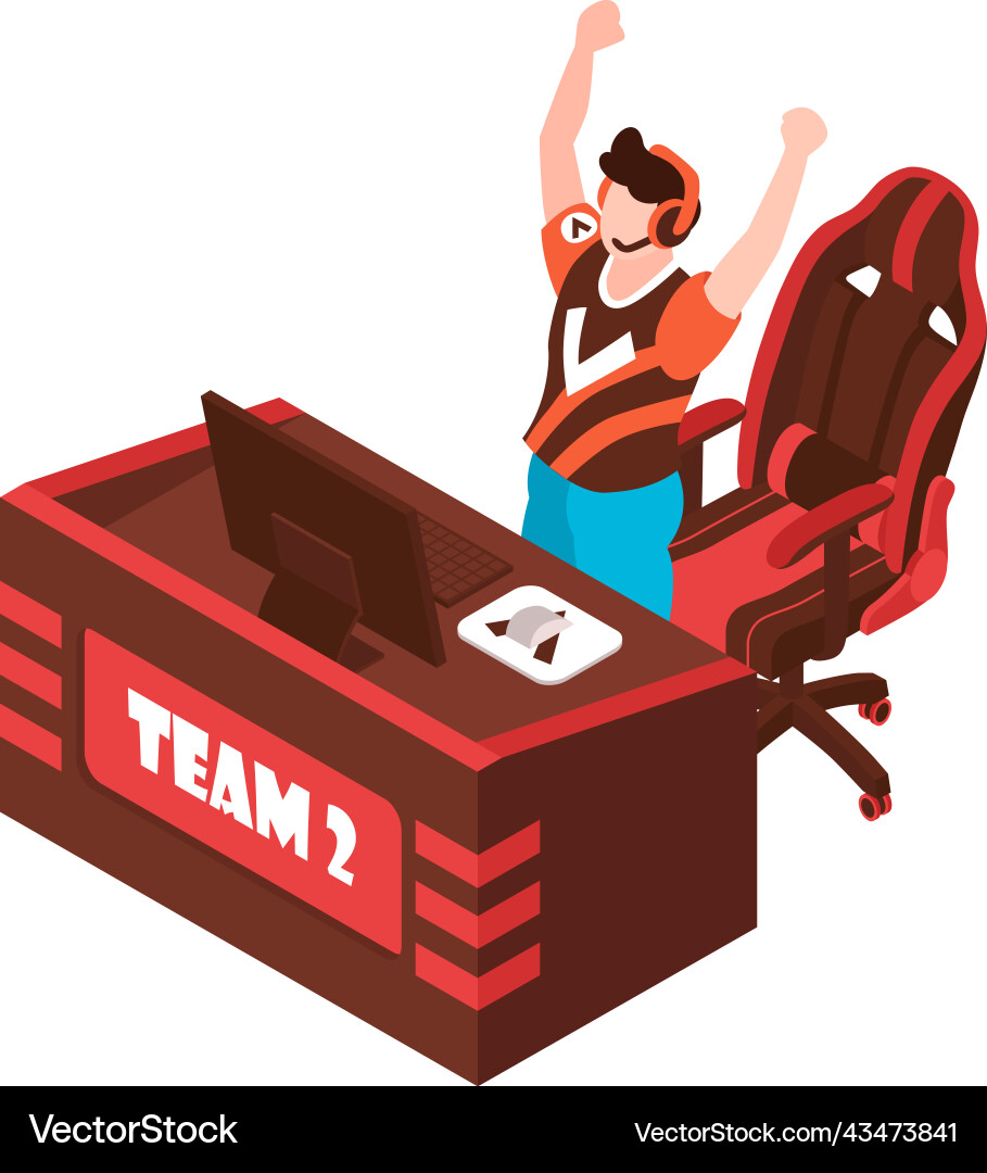 Happy cybersport player composition Royalty Free Vector