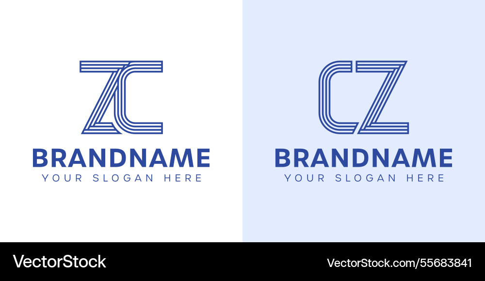 Letters cz zc monogram logo set for business Vector Image