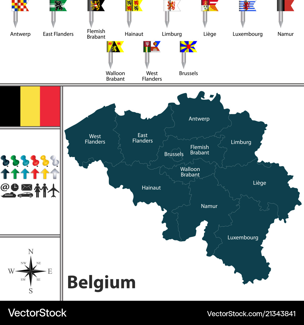 Map of belgium Royalty Free Vector Image - VectorStock