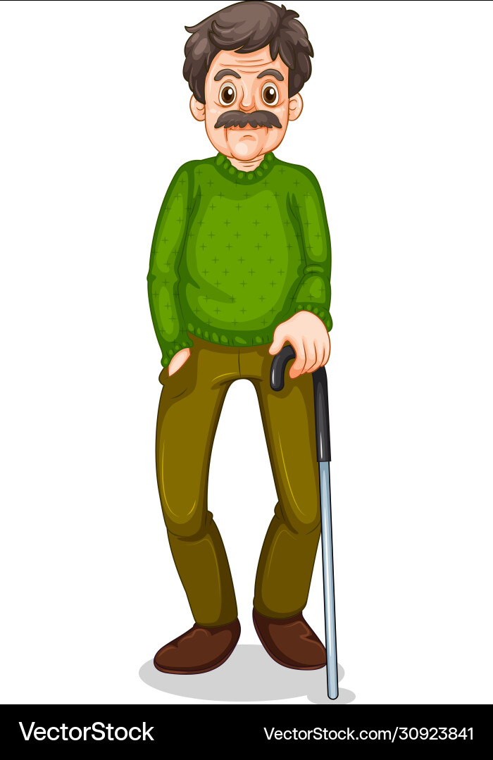 Old man standing on white background Royalty Free Vector