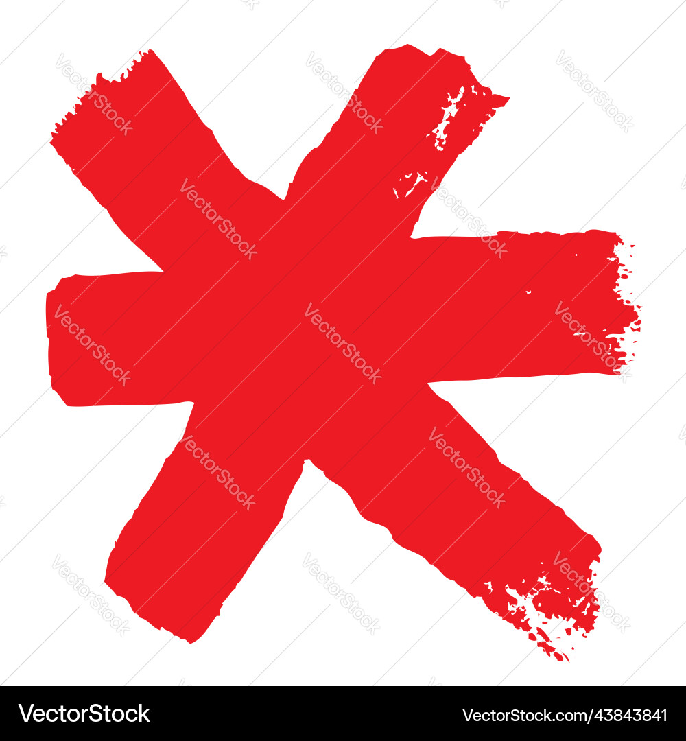 Red painted asterisk symbol icon on white Vector Image