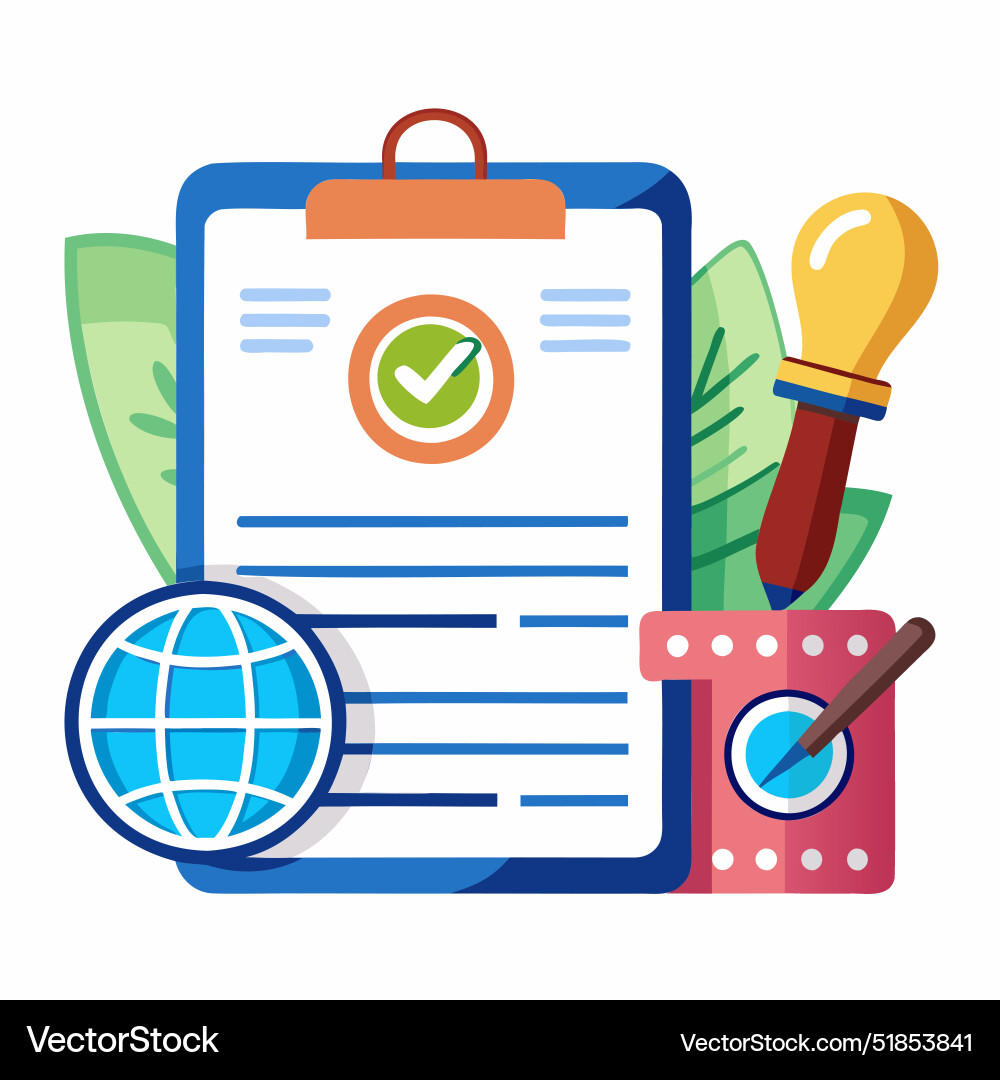 Work permit approval Royalty Free Vector Image