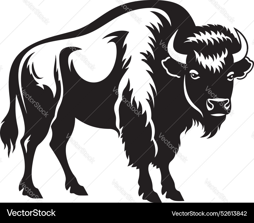 Bold silhouette bison icon in strength Royalty Free Vector