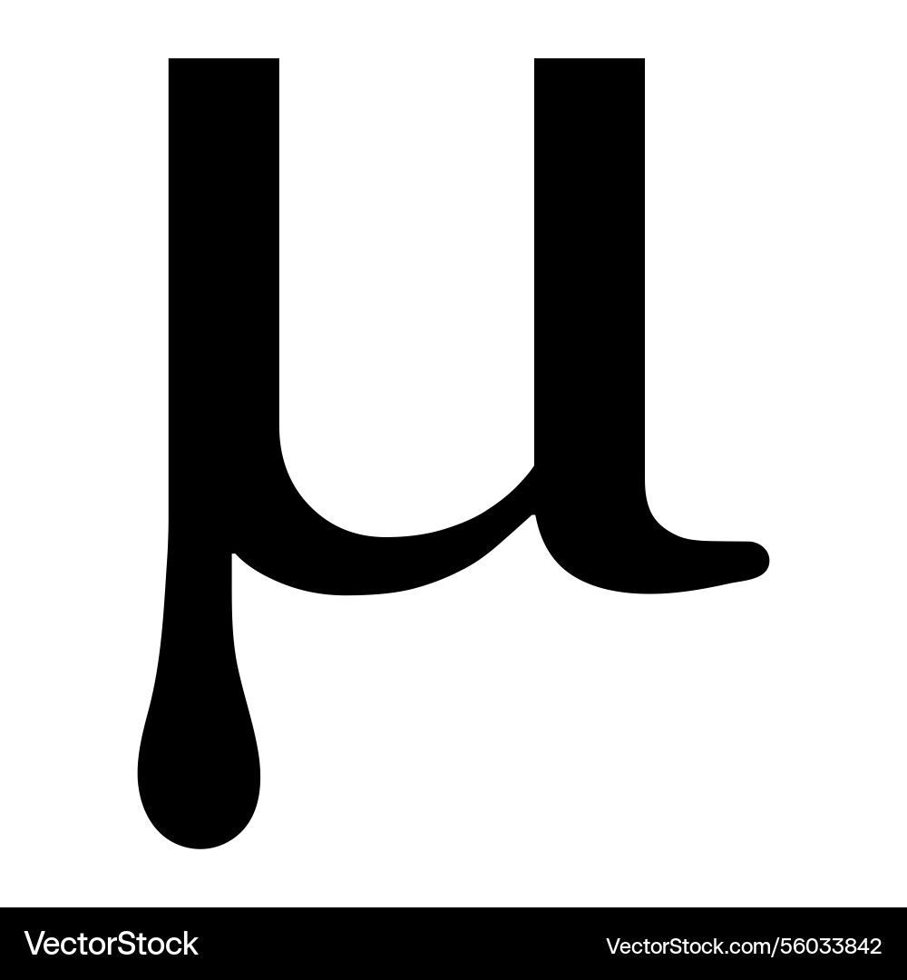 Bold stylized greek letter mu with thick dripping Vector Image