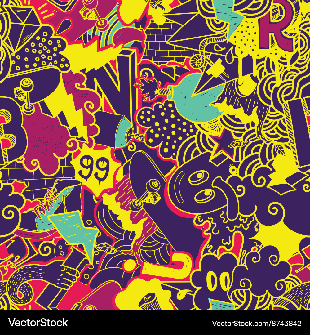 Colorful Graffiti Street Art Pattern Royalty Free Vector