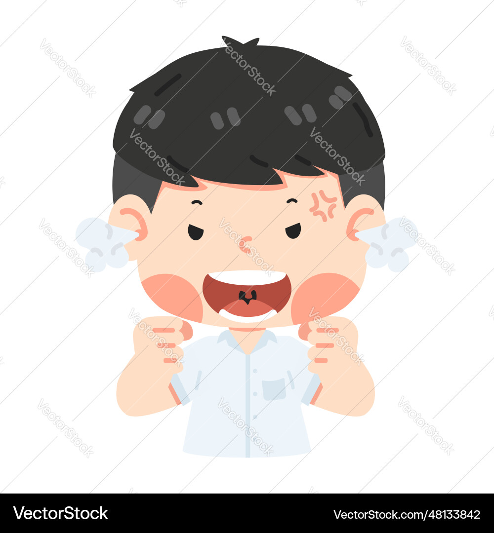 Cute boy student angry pose expression Royalty Free Vector