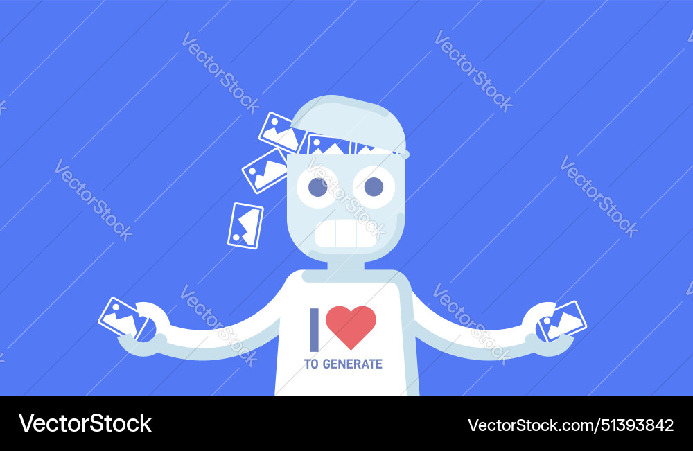 Funny ai learning robot Royalty Free Vector Image