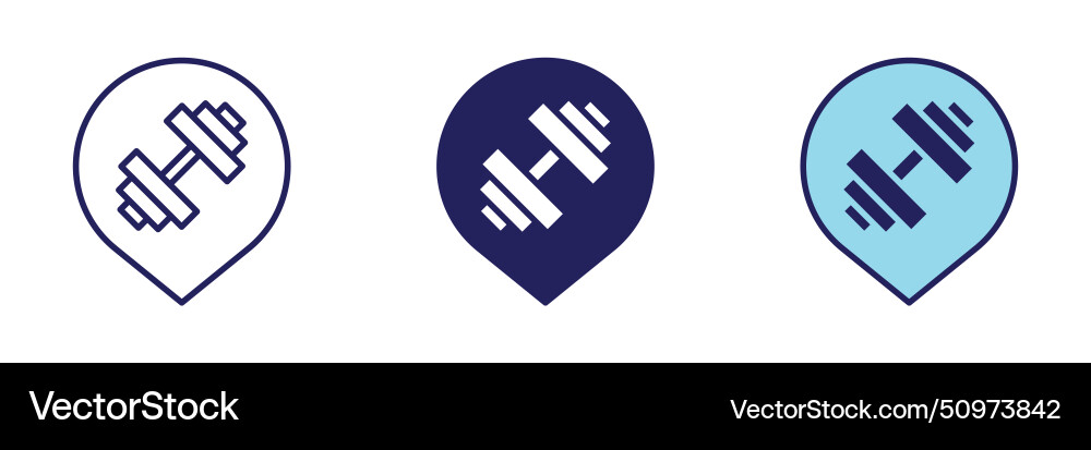 Gym pin icon - navigation set Royalty Free Vector Image