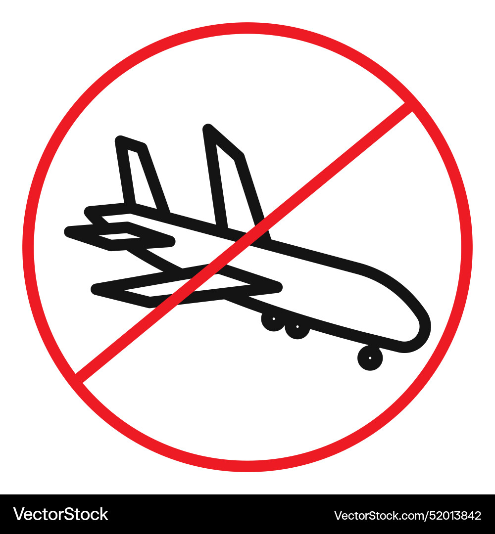 No flight or fly zone icon black line art Vector Image