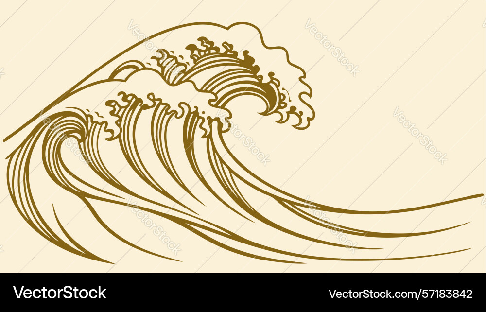 Powerful ocean wave cresting with detailed foam Vector Image