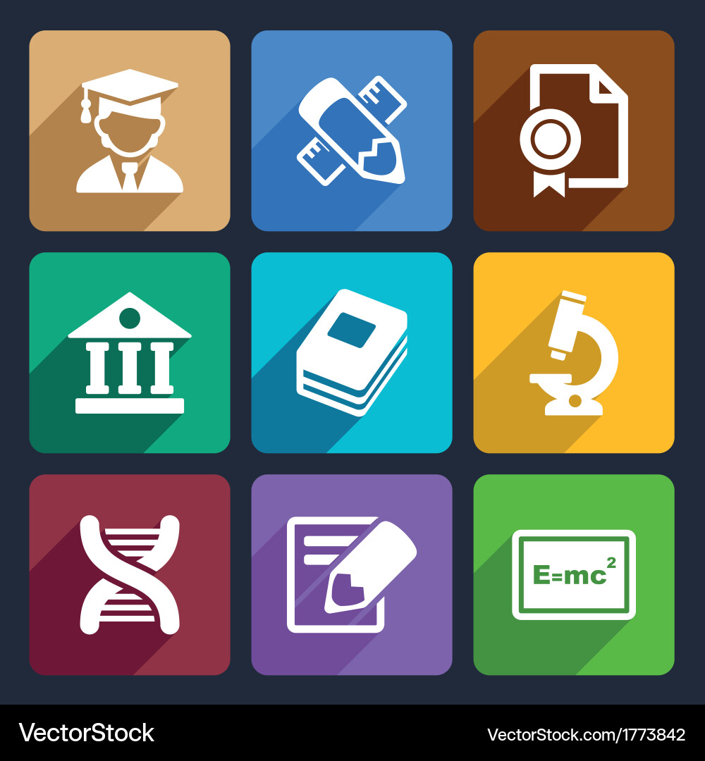 School and education flat icons set 25 Royalty Free Vector