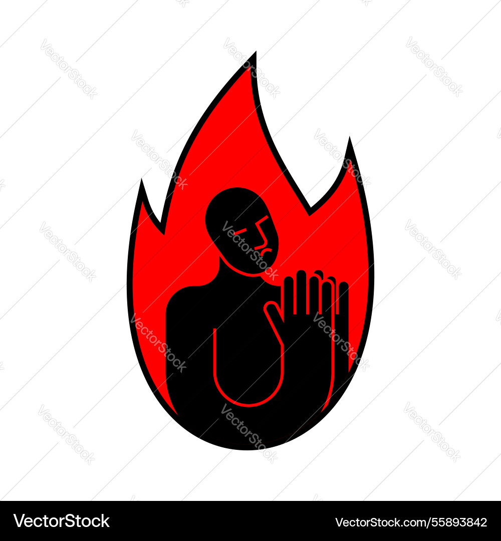 Sinner Ikone im Feuer um den Menschen zu beten Vektorbild