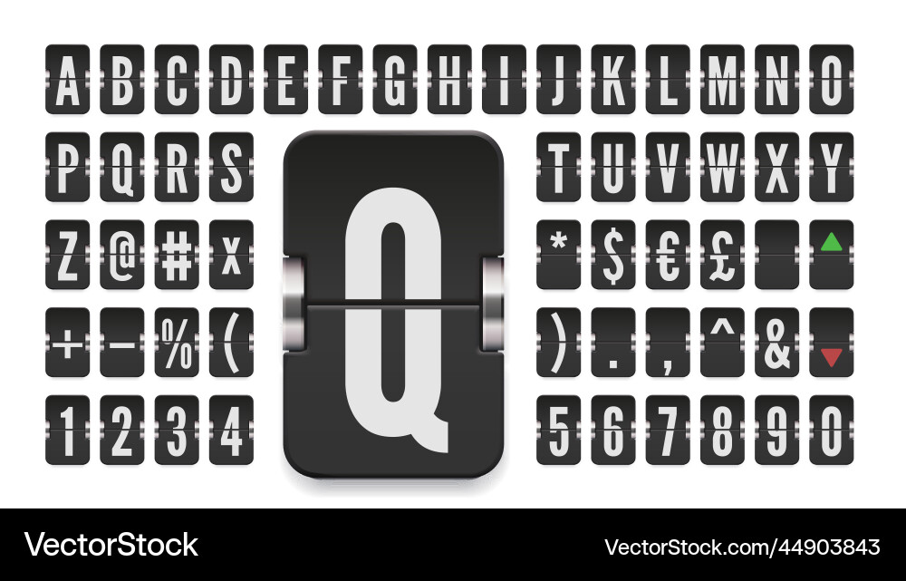 Airport terminal mechanical flip board alphabet Vector Image
