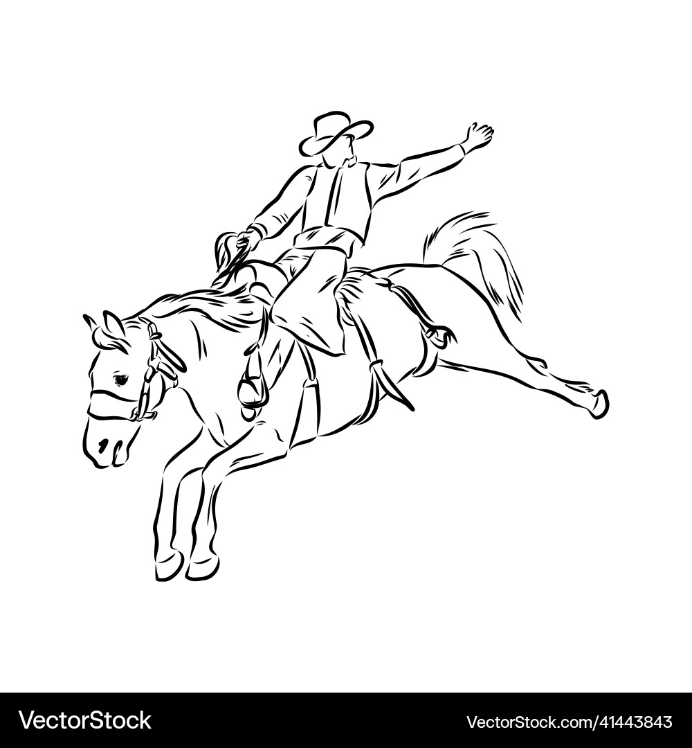 An hand drawn freehand - rodeo scene from Vector Image
