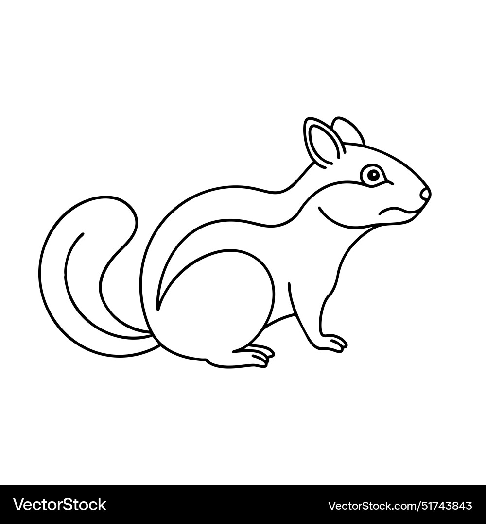Chipmunk animal single continuous minimal line art
