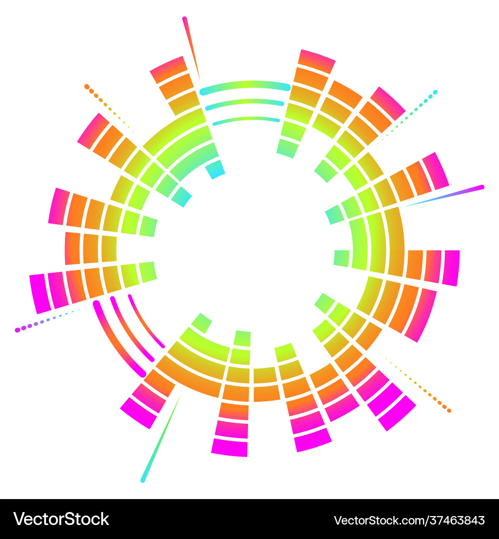 Color geometric circular neon equalizer eq round Vector Image