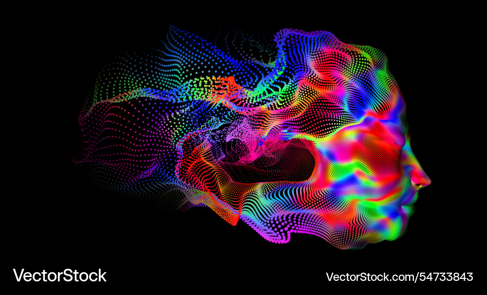 Elf woman face image with multicolored texture Vector Image