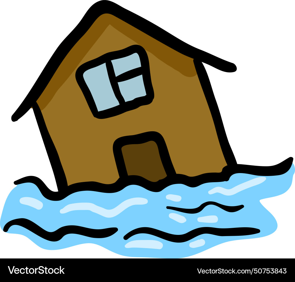 Flood - hand drawn doodle icon Royalty Free Vector Image