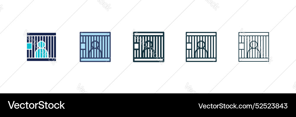 Jail icon set black filled and outlined style Vector Image